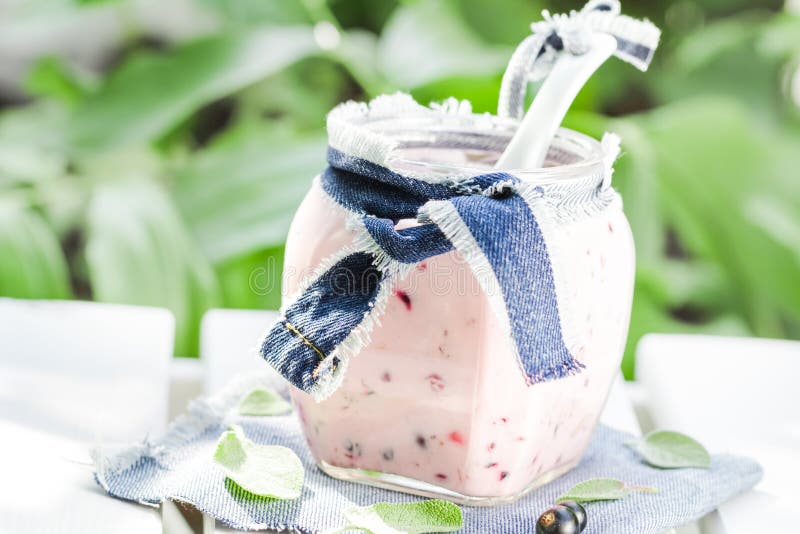 Yogurt Cocktail Black Currant Lemon Balm Stock Image - Image of fruit ...