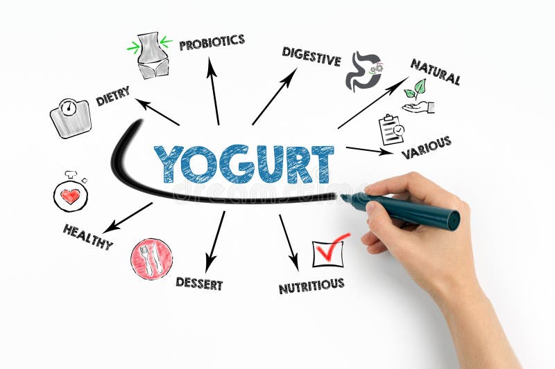 YOGURT Concept. Chart with Keywords and Icons on White Background Stock ...