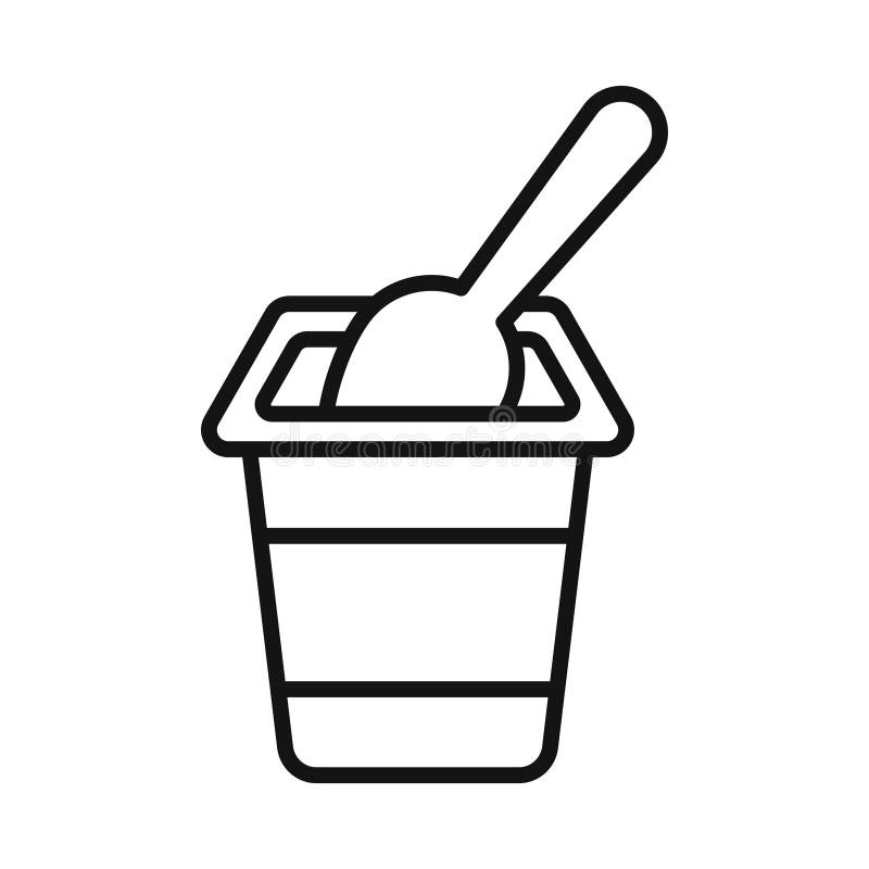 Yogurt Container with a Spoon Icon Symbol on White Background Stock ...