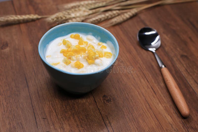 Yogurt with corn stock image. Image of soup, american - 90367025