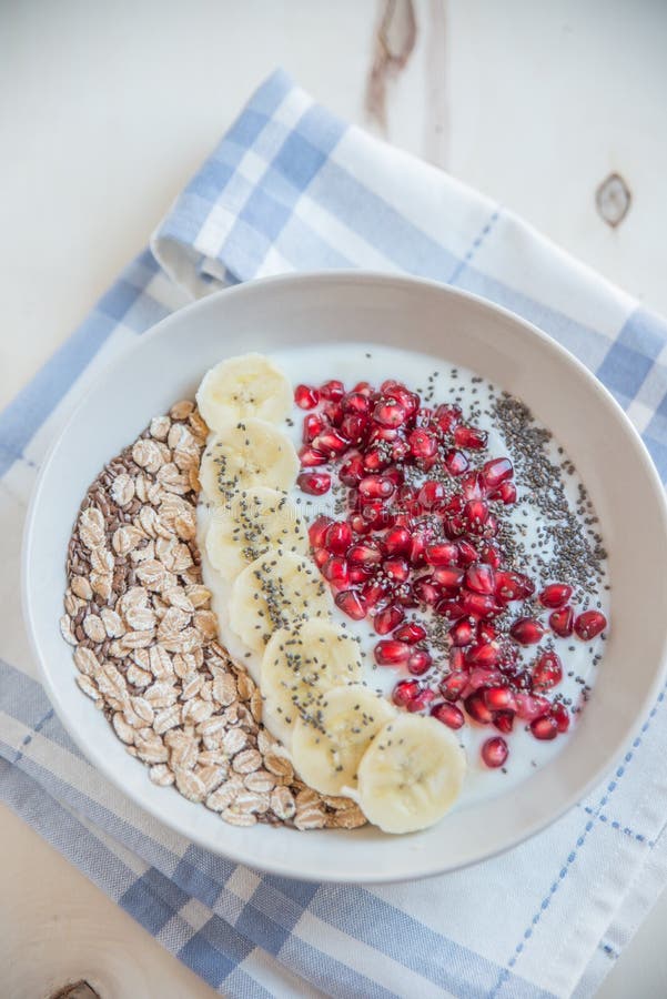 Yogurt with fresh fruit stock image. Image of pomegranate - 81912187