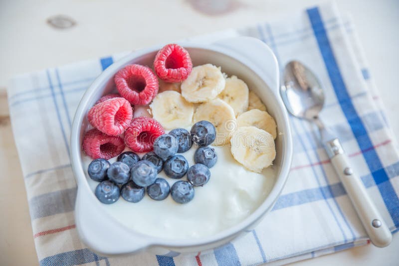 Yogurt with fresh fruit stock image. Image of curd, fatless - 83391389