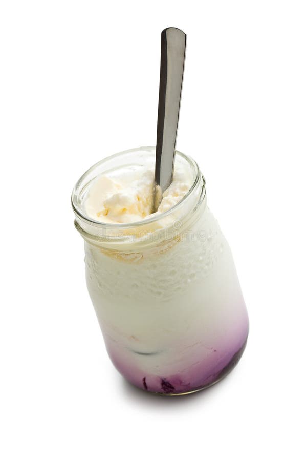 Yogurt in glass jar stock image. Image of dessert, calcium - 22375845