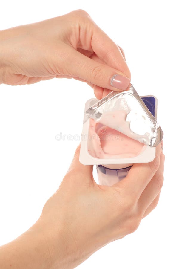 Yogurt in hand stock image. Image of cooking, drop, healthy - 107472919
