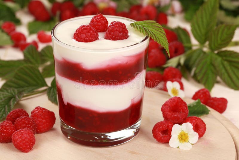 Yogurt in a Jar with Raspberries Stock Image - Image of yogurt, food ...