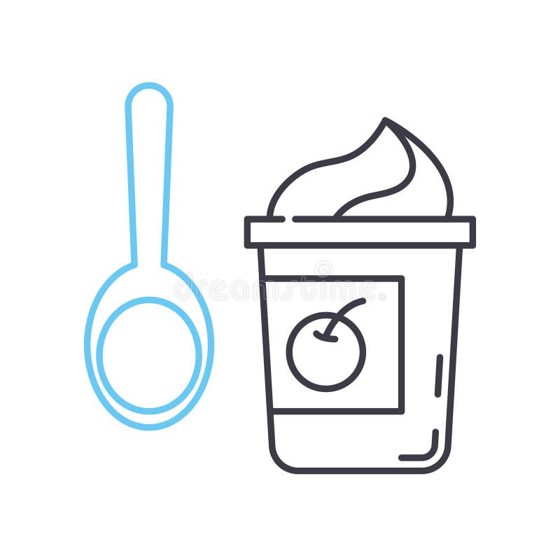 Yogurt Line Icon, Outline Symbol, Vector Illustration, Concept Sign ...