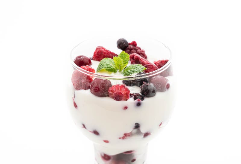 Yogurt with mixed berries stock photo. Image of blueberry - 93523712