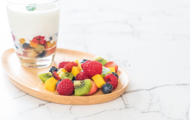 Yogurt with Mixed Fruit (strawberry, Blueberries, Raspberry, Kiwi ...