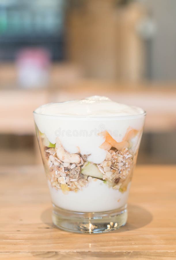 Yogurt with mixed fruits stock image. Image of ingredient - 90992167