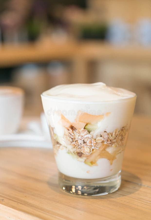 Yogurt with mixed fruits stock image. Image of ingredient - 90996795