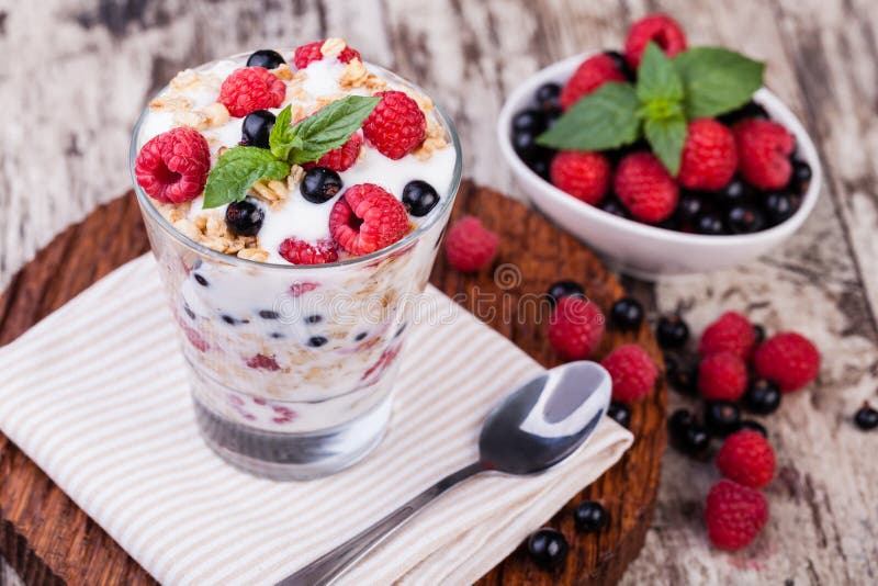 Yogurt with Muesli and Berries Stock Image - Image of food, fruit: 26349079