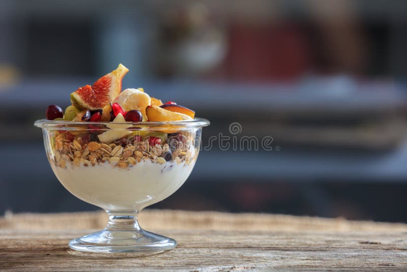 Yogurt, Muesli and Fresh Fruits Stock Image - Image of glass, organic ...