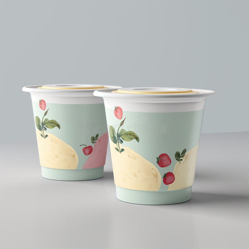 Yogurt packaging mockup stock illustration. Illustration of glossy ...