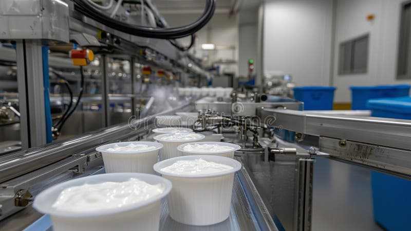 Yogurt production line stock illustration. Illustration of machine ...