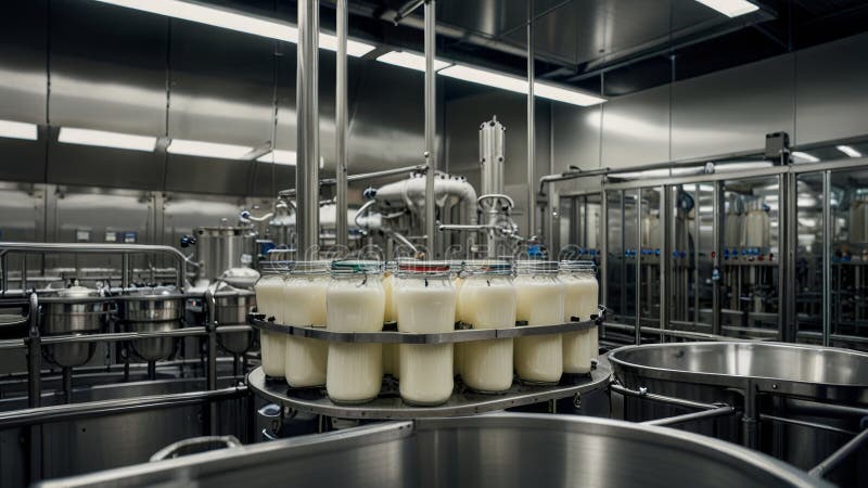 Yogurt Production Process Using Advanced Automated Machinery Stock ...