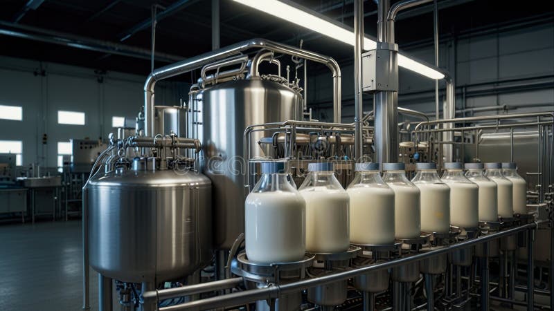 Yogurt Production Process Using Advanced Automated Machinery Stock ...
