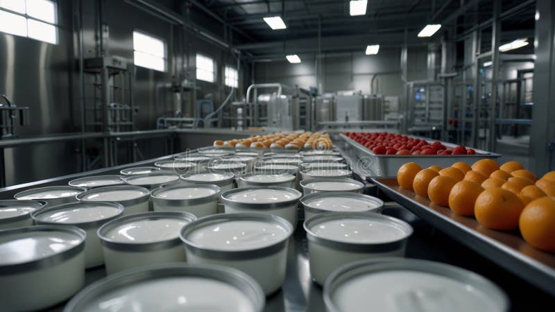 Yogurt Production Process Using Advanced Automated Machinery Stock ...