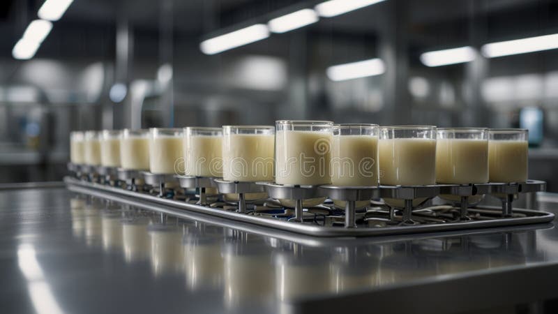 Yogurt Production Process Using Advanced Automated Machinery Stock ...