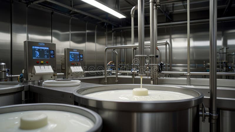 Yogurt Production Process Using Advanced Automated Machinery Stock ...