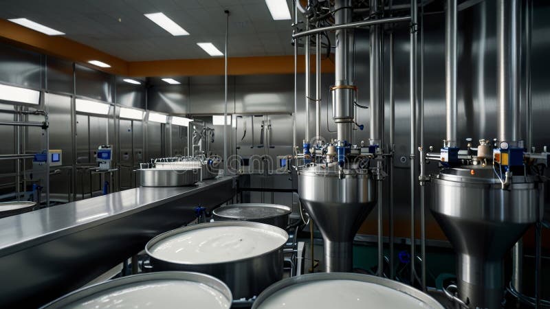 Yogurt Production Process Using Advanced Automated Machinery Stock ...