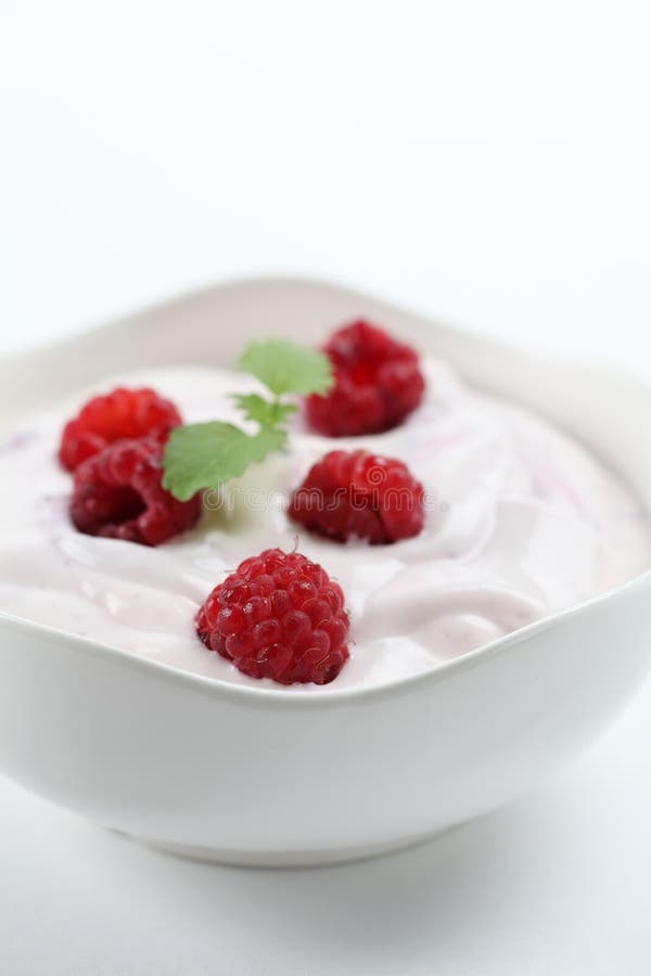 Yogurt with raspberries stock photo. Image of organic - 15366352