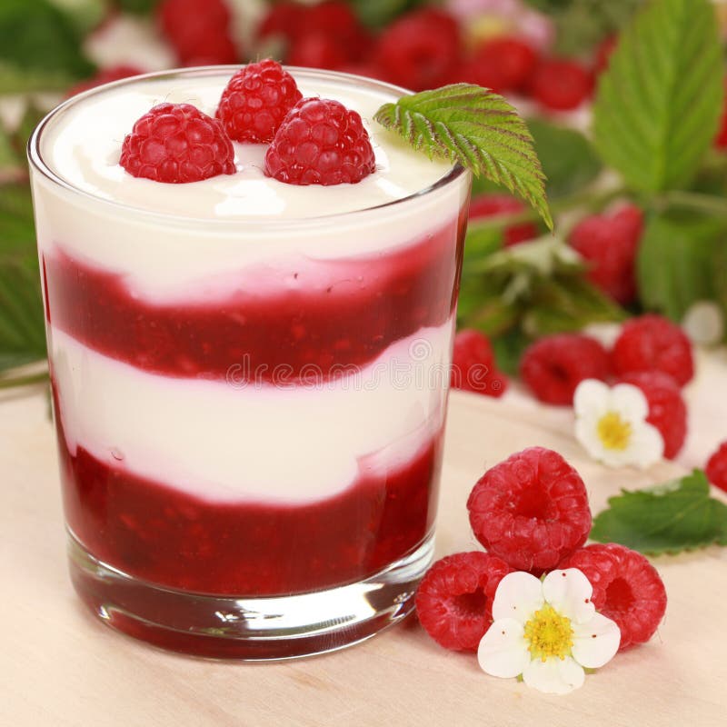 Yogurt with Raspberries stock image. Image of berries - 25117435