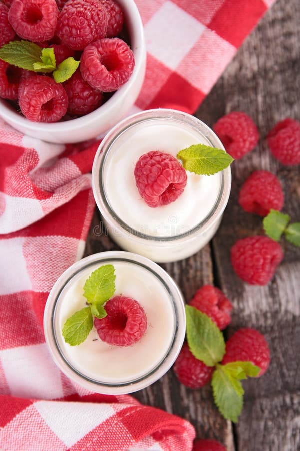 Yogurt and raspberries stock photo. Image of berry, dairy - 45152154