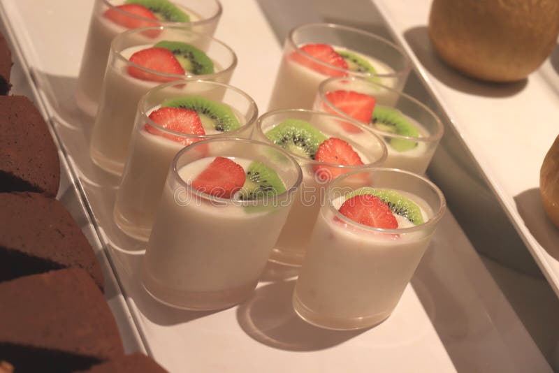 Yogurt at a buffet stock photo. Image of food, kiwi - 167930188