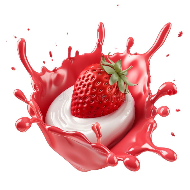 Yogurt Splash with Strawberry Stock Image - Illustration of vegetarian ...