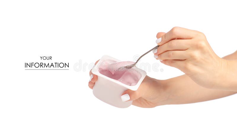 Yogurt with a Spoon in Hand Pattern Stock Image - Image of breakfast ...