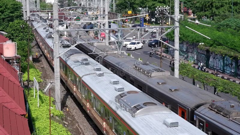 Intersection with First Traffic Light. Breathtaking Aerial View Flight ...