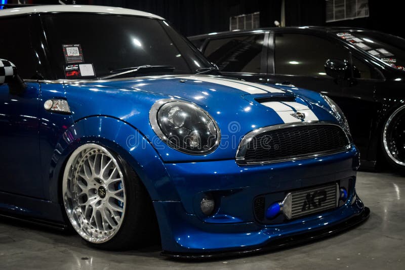 Modified Blue Mini Cooper S with Aftermarket Body Kit in Black Auto ...