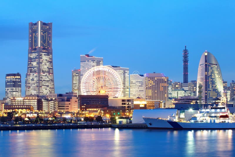 Yokohama skyline stock photo. Image of mirai, night, dark - 37568136