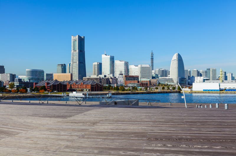 Yokohama skyline in Japan stock photo. Image of footpath - 35219264
