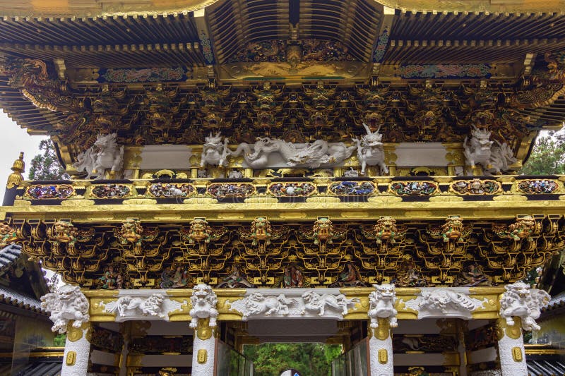 Yomeimon Gate Decorations at Nikko Toshogu Shrine, Japan Stock Photo ...