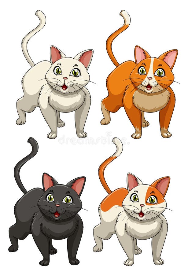 Four Cats White Background Stock Illustrations – 238 Four Cats White ...
