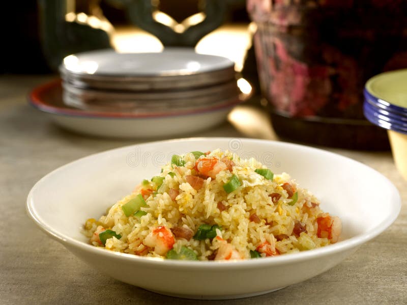 Yong Chow Fried Rice Served in a Dish Isolated on Table Side View Stock ...