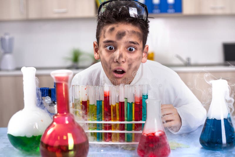 Yong Funny Scientist Doing Some Crazy Experiment Stock Photo - Image of ...
