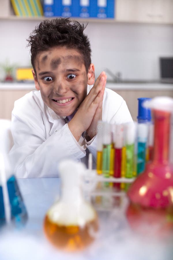 Yong Funny Scientist Doing Some Crazy Experiment Stock Photo - Image of ...