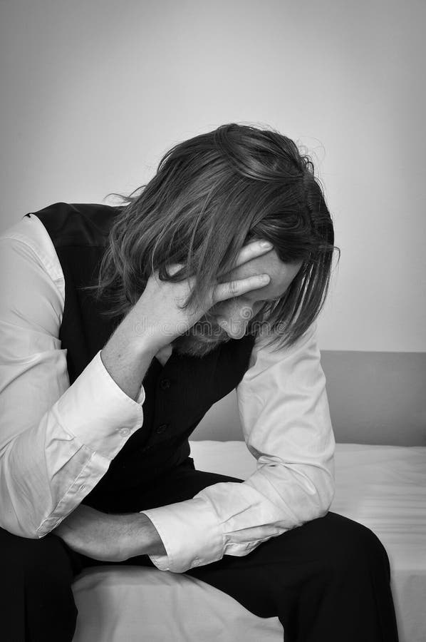 A Man in Isolation Feeling Sad and Tired. Man Forced To Stay Inside the ...