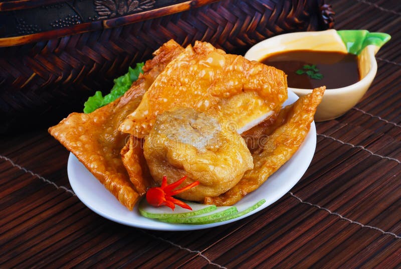 Yong Tau Fu. Asian Cuisine of Fish Paste Stuffed Stock Image - Image of ...