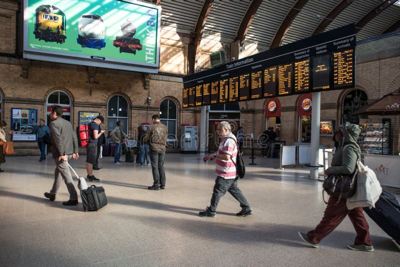 Interior of Railway Station Showing Passengers and Train Information ...