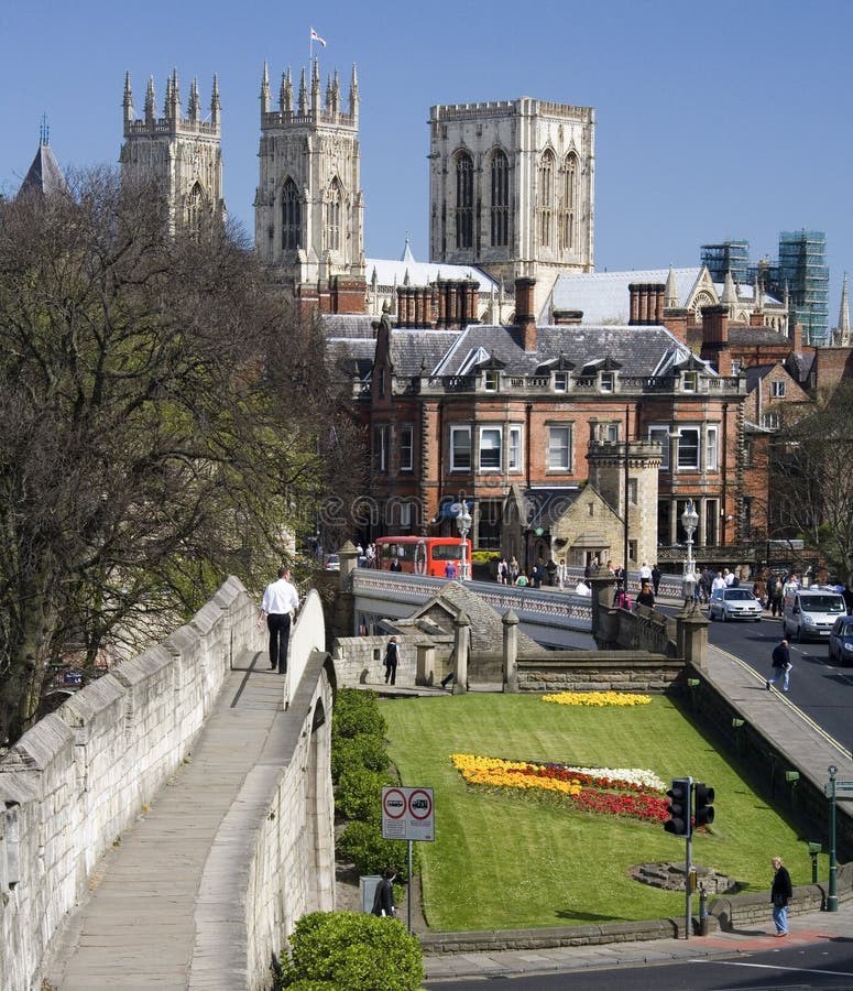 York Minster & City Wall - York - England Editorial Stock Image - Image ...