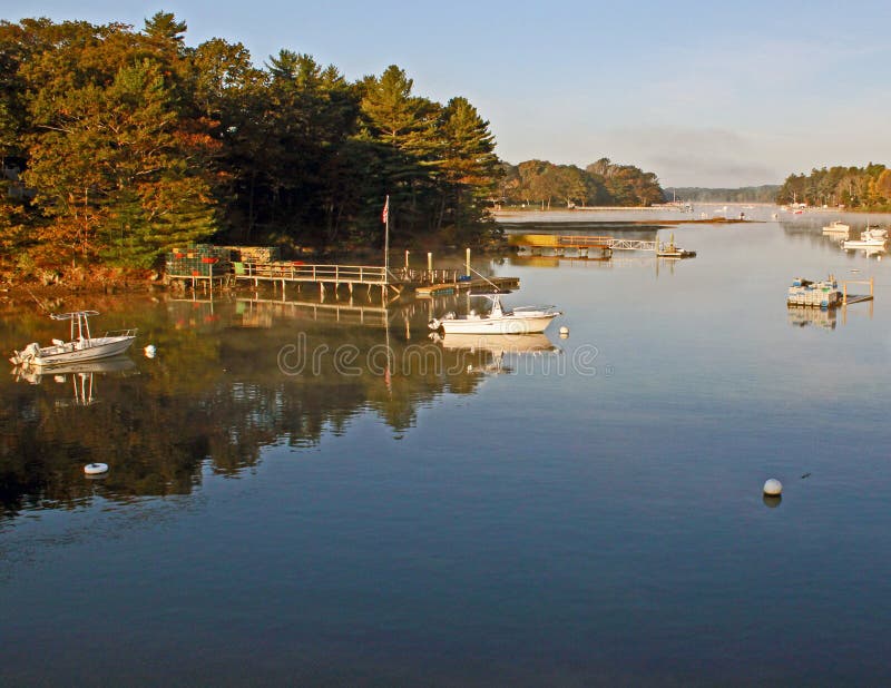 Maine River Bank On A Bright Day In May, Serene Serenity Calm Stock ...