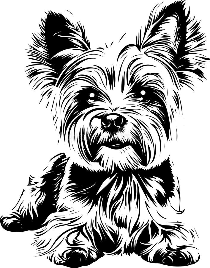 Yorkie Dog Vector Silhouette Stock Vector - Illustration of canine ...