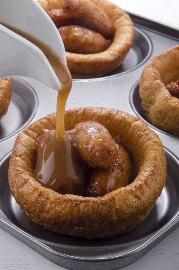 Yorkshire Pudding with Small Sausages Stock Image - Image of meat ...