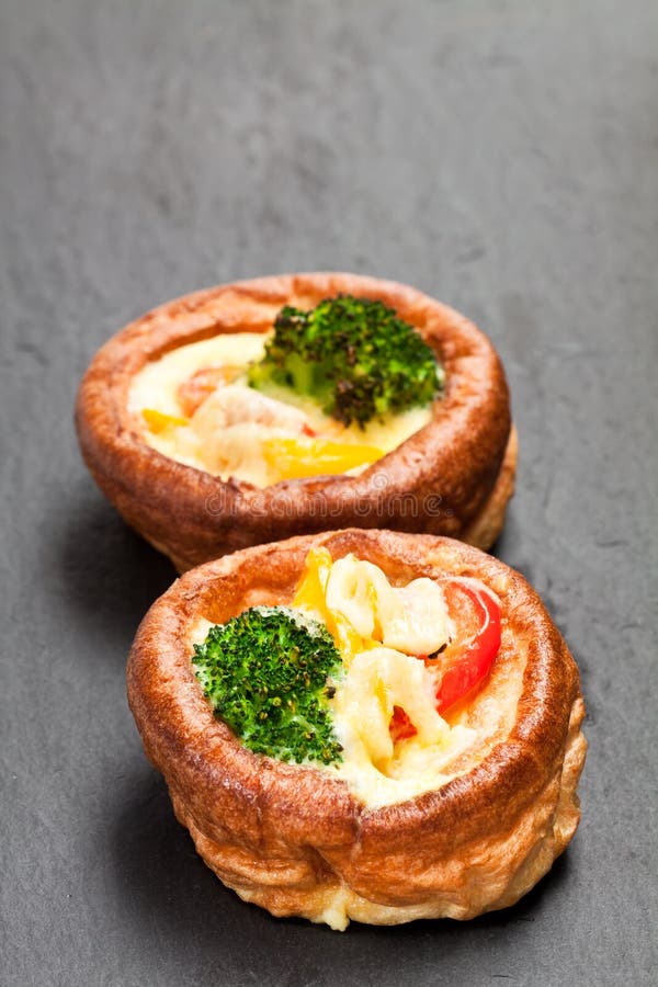 Yorkshire Puddings Stuffed with Broccoli and Scrambled Eggs on Stock ...