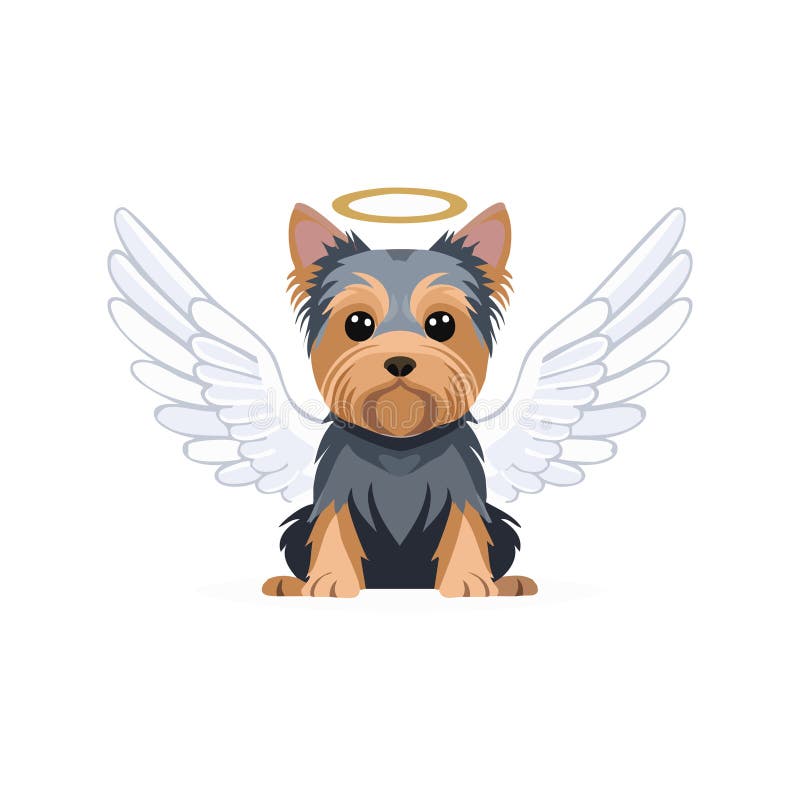 Yorkshire Terrier with Angel Wings Stock Vector - Illustration of girl ...