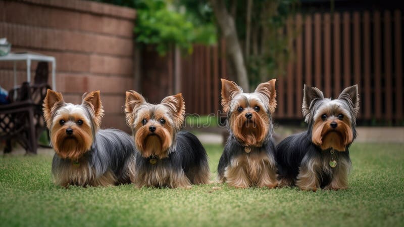 Yorkshire Terrier Playing in Backyard and Park Stock Illustration ...