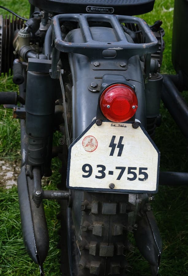 German SS Number Plate on Motorcycle. Stock Image - Image of developed ...